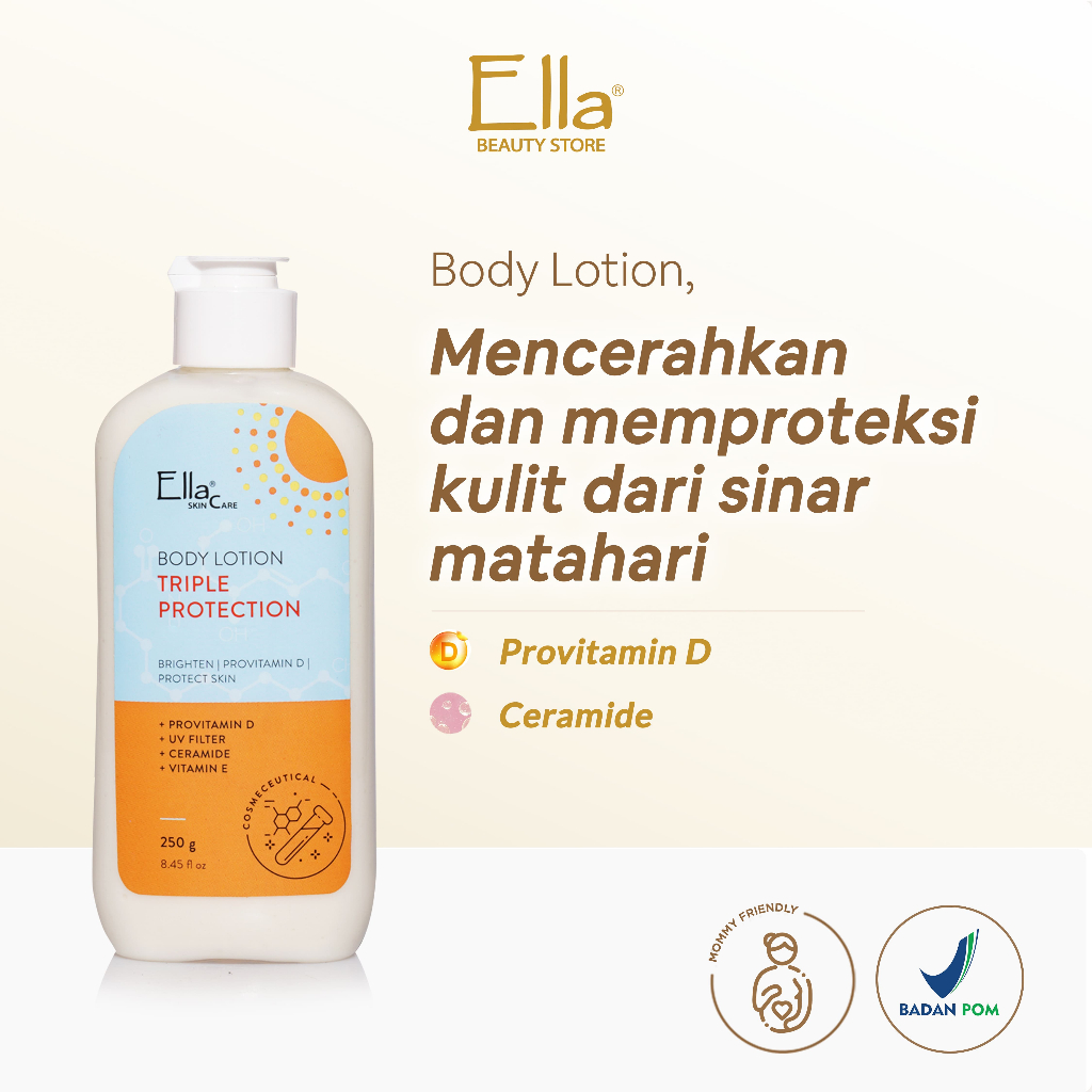 Jual Ella Skincare Triple Protection Body Lotion with Pro Vitamin D ...