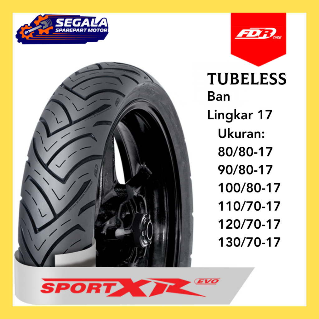 Jual Ban Motor Tubeless FDR Lingkar 17 Sport XR Evo 80/80 90/80 100/80 ...