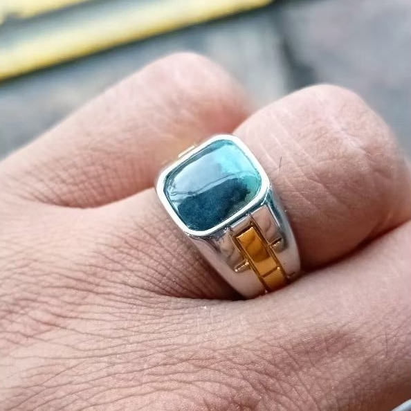 Jual cincin batu akik Bacan Doko mejiko coklat biru kristal body kotak ...