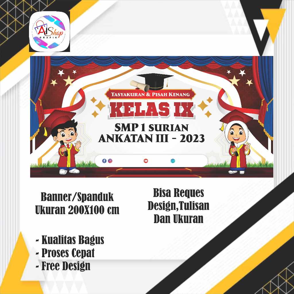 Jual spanduk banner wisuda smp uk, 200x100cm | Shopee Indonesia