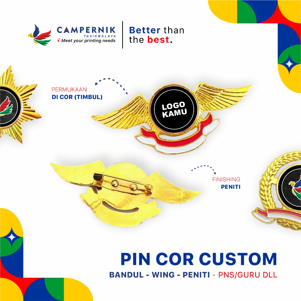 Jual PIN COR CUSTOM DESIGN BANDUL CUSTOM/WING SAYAP/PADI DAN KAPAS ...
