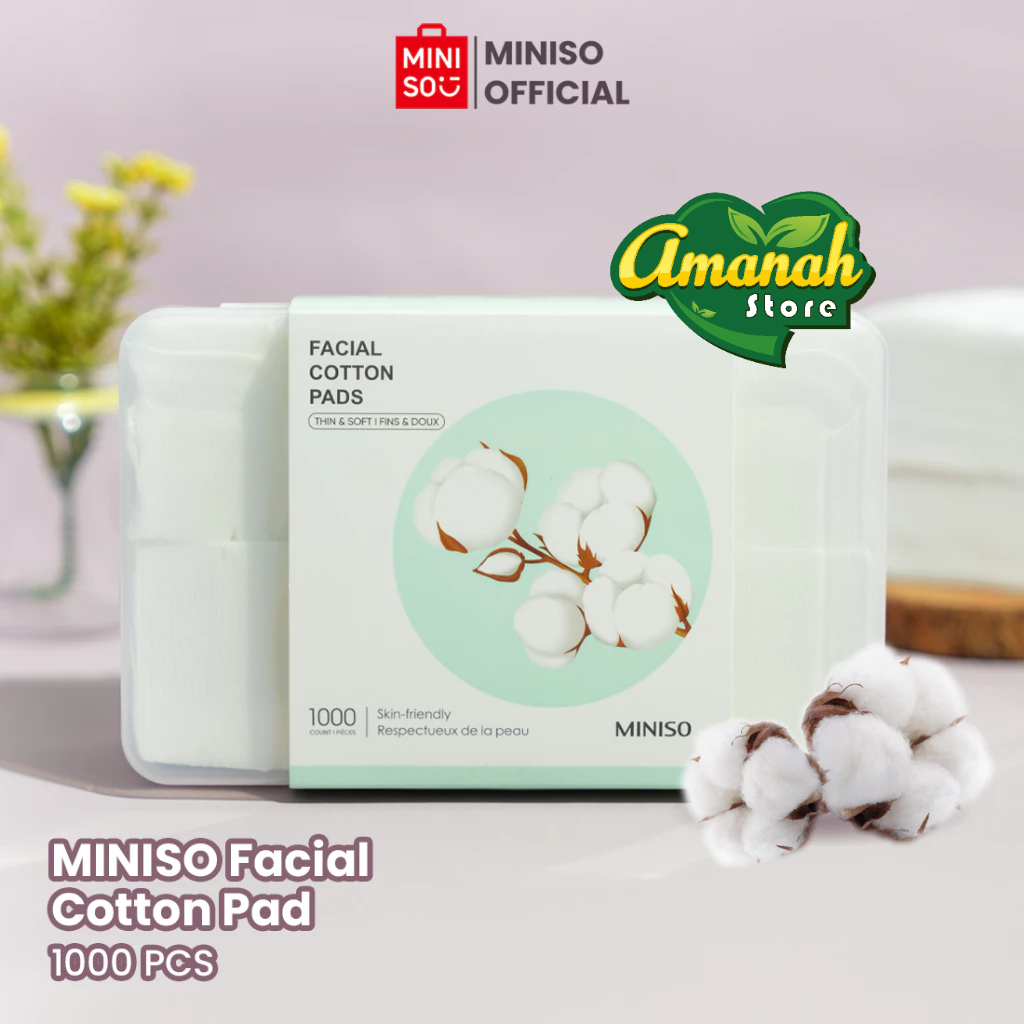 Jual MINISO Facial Cotton Pad 1000pcs/75+400 Kapas Tipis Pembersih ...