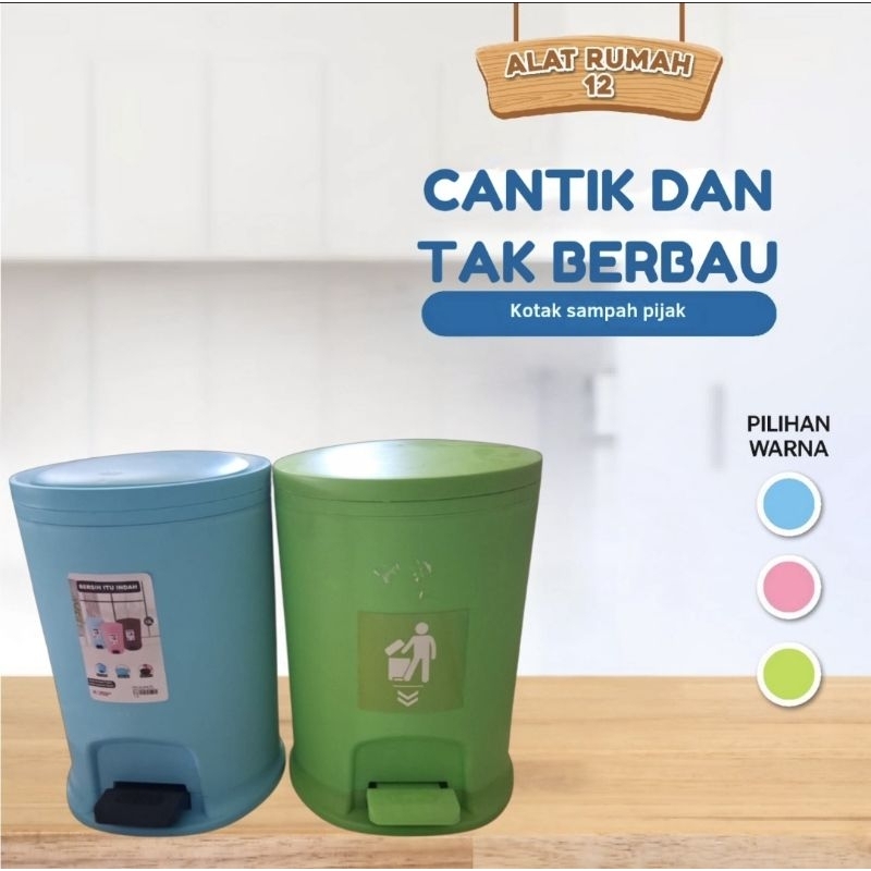 Jual Tempat Sampah Injak Bulat 10 Liter Warna Biru Hijau Pink // Tong Sampah 10L | Shopee Indonesia