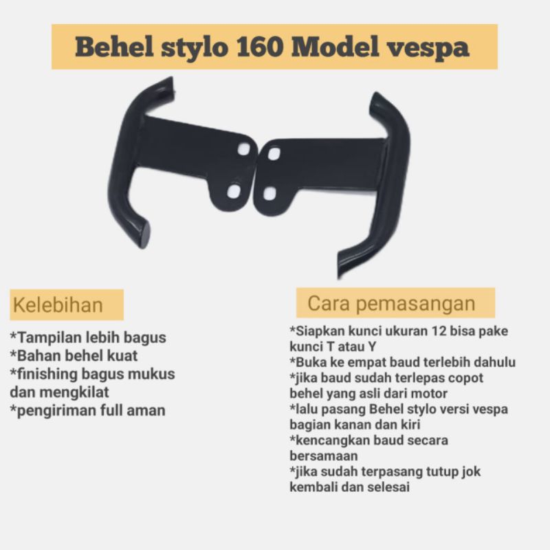 Jual BEHEL STYLO 160 MODEL VESPA MATIC TERMURAH BEGEL HONDA STYLO 160 ...