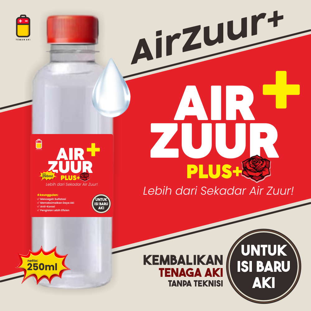 Jual Air Zuur Aki Merah Plus - Elektrolit Premium Anti Sulfatasi untuk ...