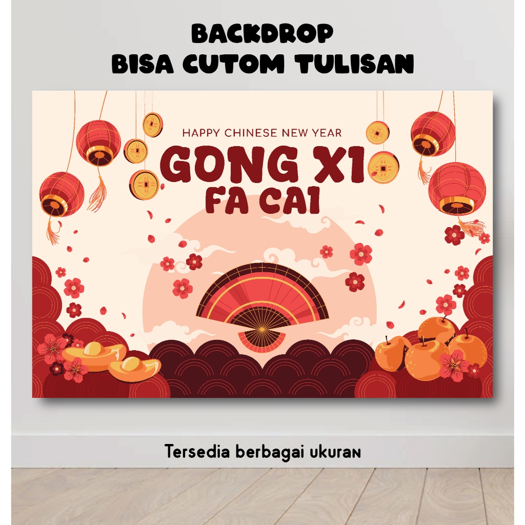 Jual BACKDROP IMLEK UCAPAN GONG XI FA CAI CUSTOM TULISAN HIASAN BANNER ...