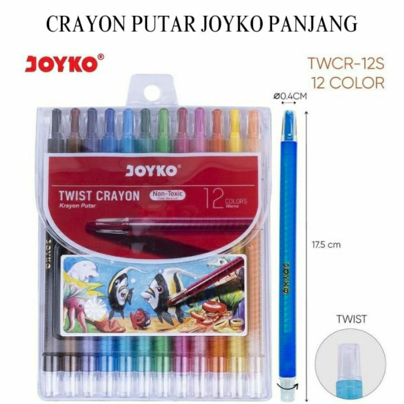 Jual Crayon Putar Joyko Panjang Isi 12 Warna | Shopee Indonesia