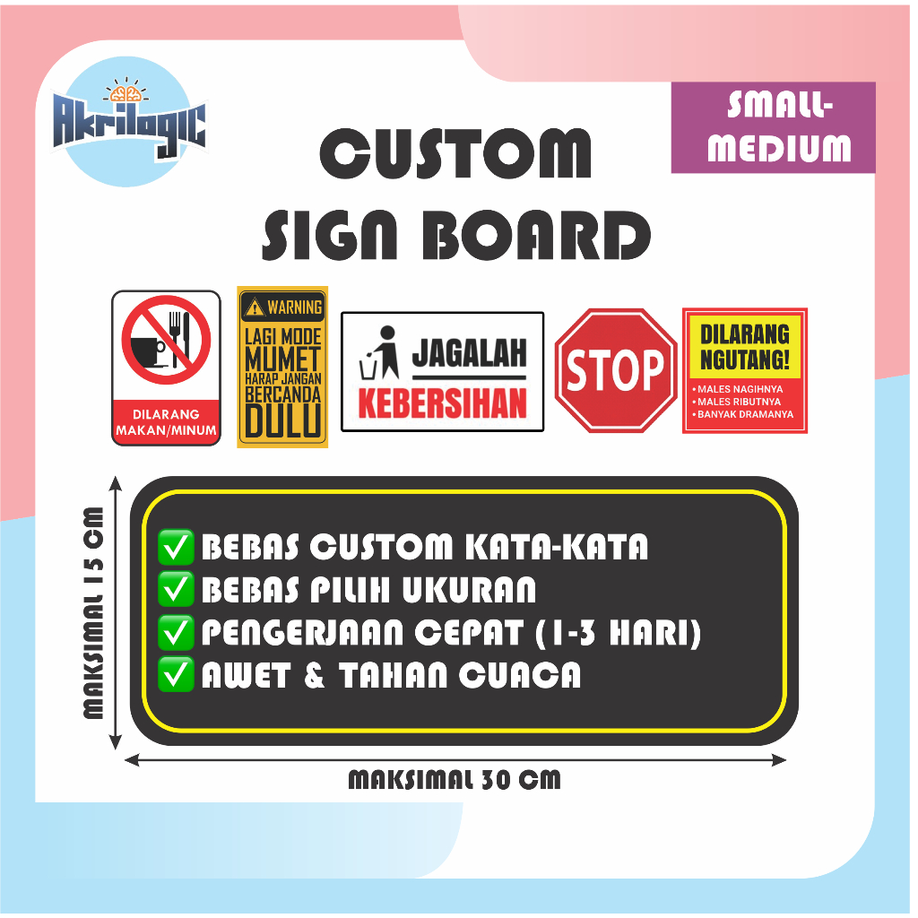 Jual CUSTOM SIGN BOARD AKRILIK | NAMA RUANGAN, RAMBU-RAMBU, SIMBOL ...