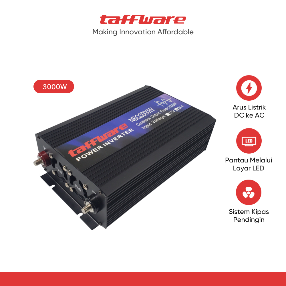 Jual Taffware Power Inverter Mobil Pure Sine Wave DC 24V to AC 220V 3000W - NBQ3000W | Shopee ...