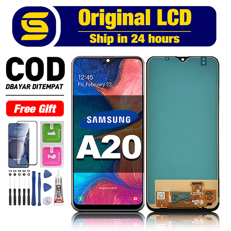 Jual LCD Samsung A20 Original 100% hp Touchscreen Fullset Compatible ...