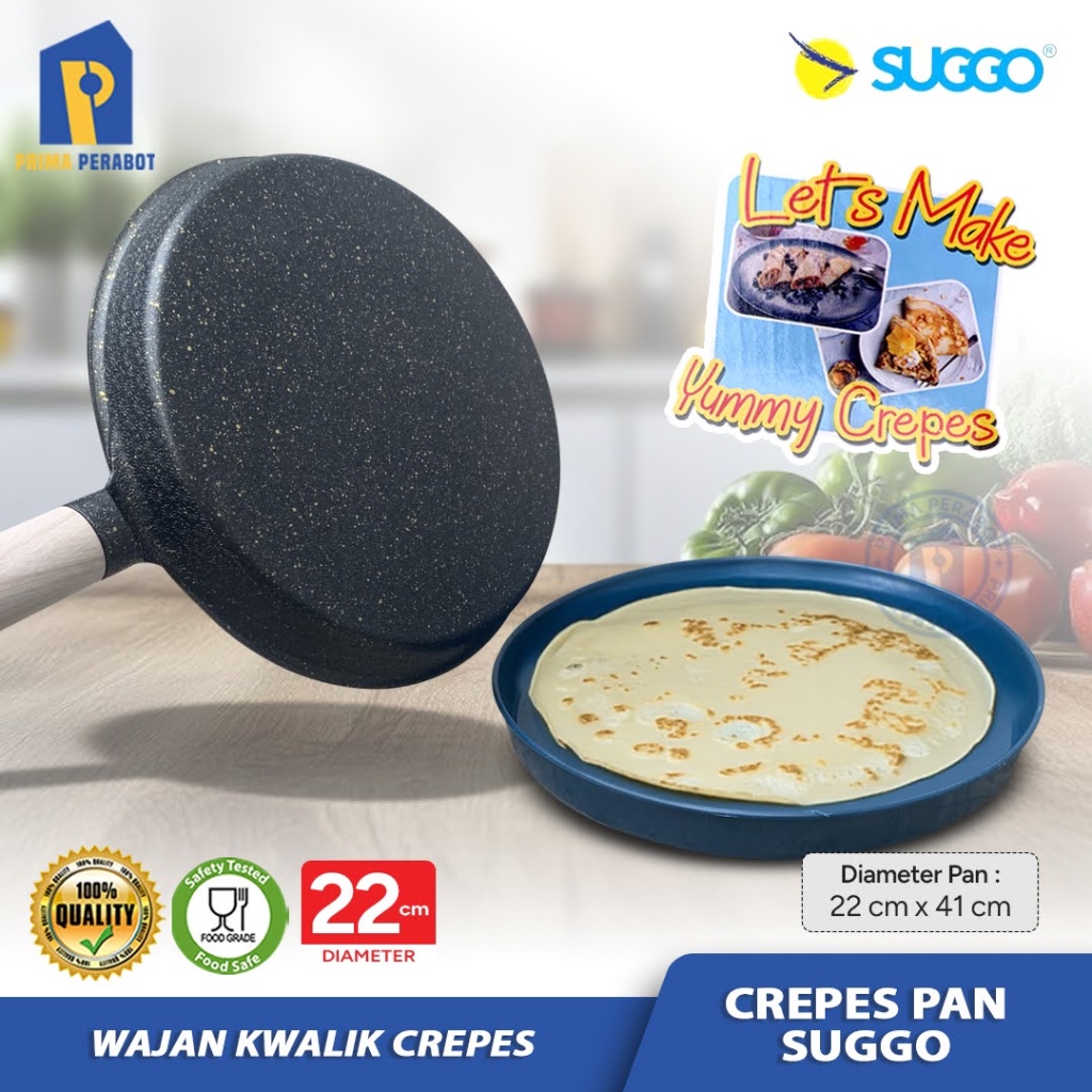 Jual Wajan Crepes 22cm Gagang Kayu Cake Pan Teflon Kwalik Crepes ...