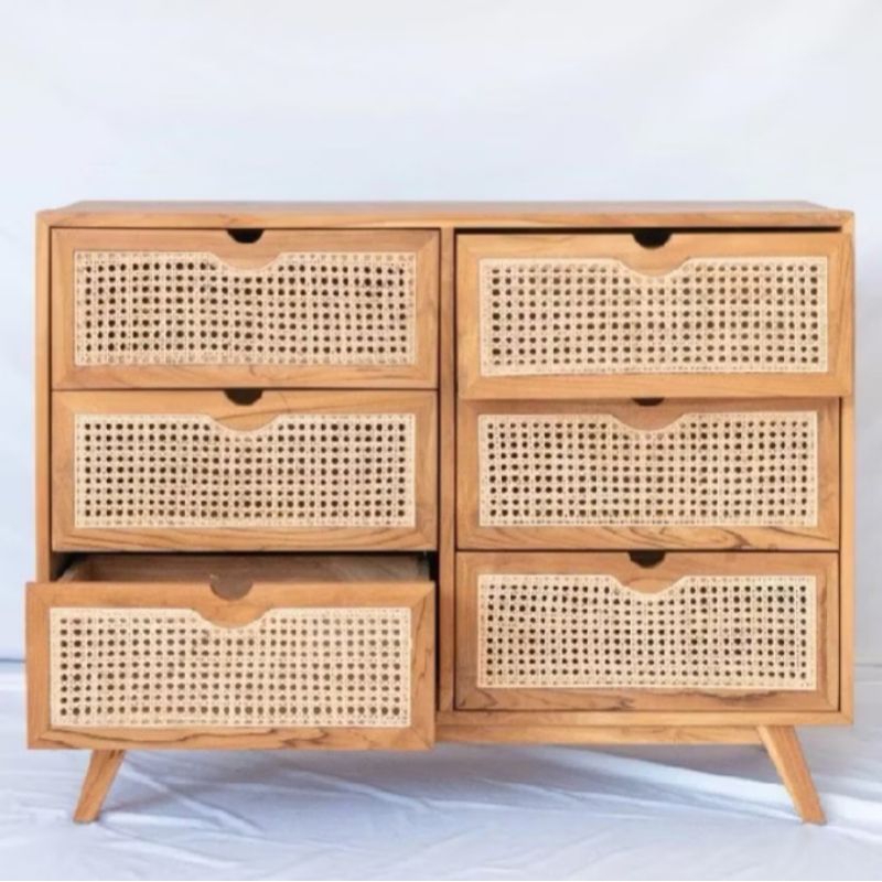 Jual buffet retro kabinet rotan kabinet kayu jati | Shopee Indonesia