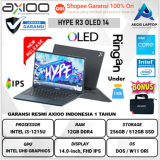 Jual AXIOO HYPE R3 OLED i3-1215U 24GB 256GB/512GB 14.0FHD BLK (UNDER 1KG) WINDOWS [ READY STOCK ...