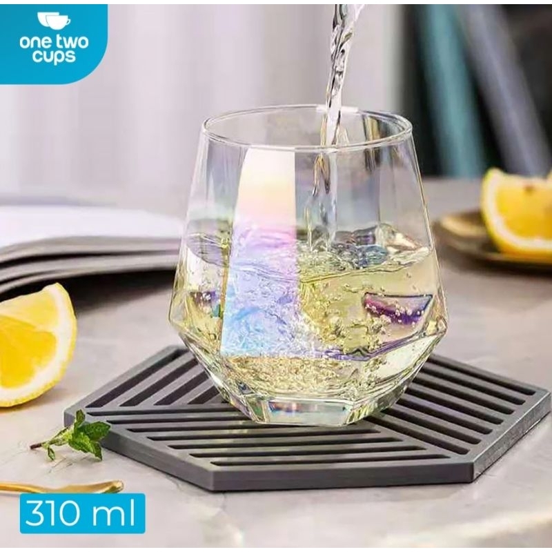 Jual One Two Cups Gelas Minuman Diamond Crystal Borosilicate Glass 310ml Style 1 GW107 Multi ...