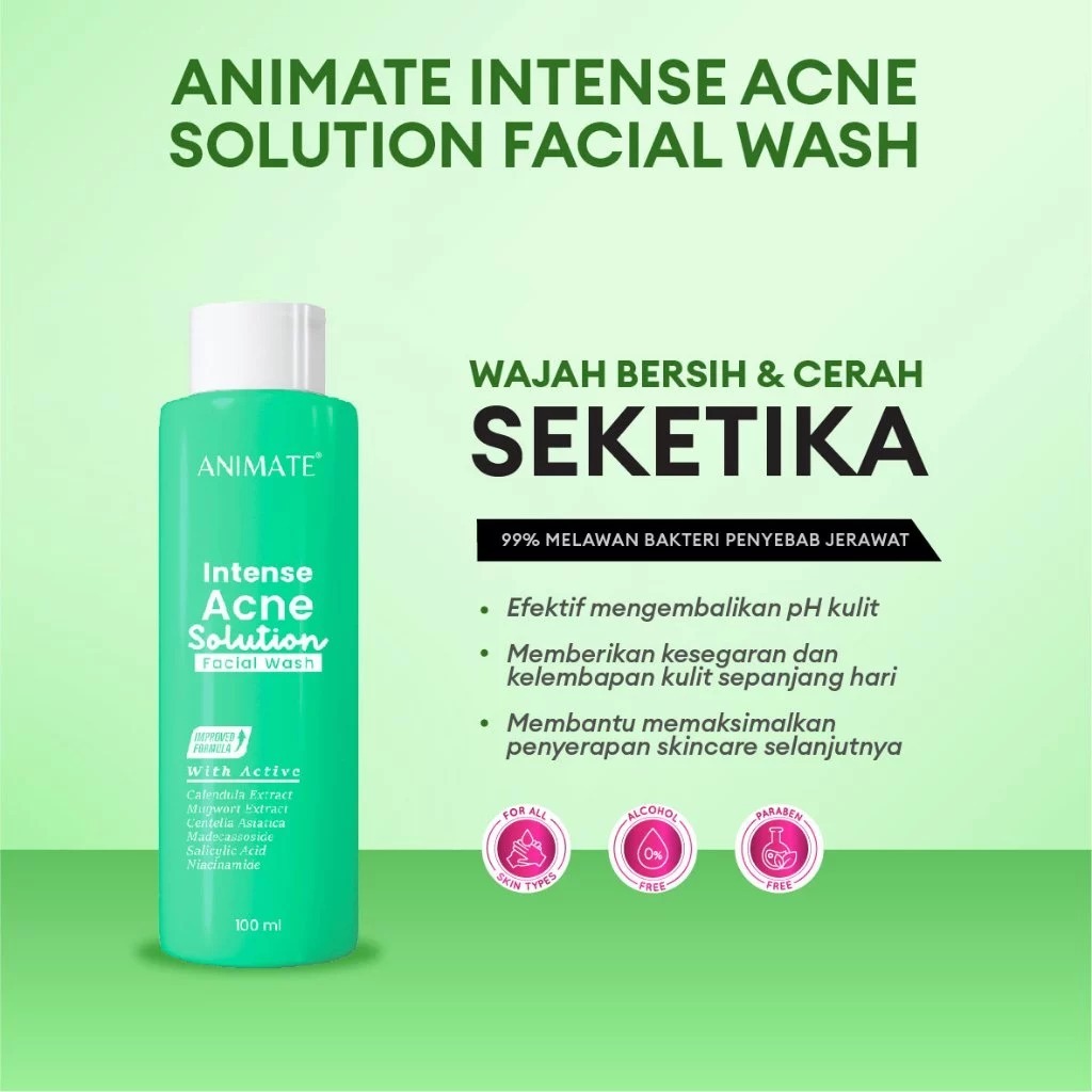 Jual Animate Intense Acne Solution Facial Wash 100 ml | Shopee Indonesia