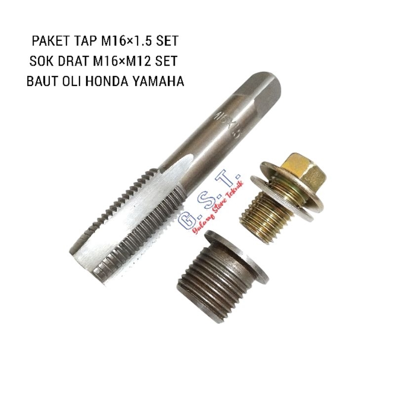 Jual PAKET TAP M16x1.5 Set SOK DRAT M16×M12 SET Baut Oli Honda Yamaha ...