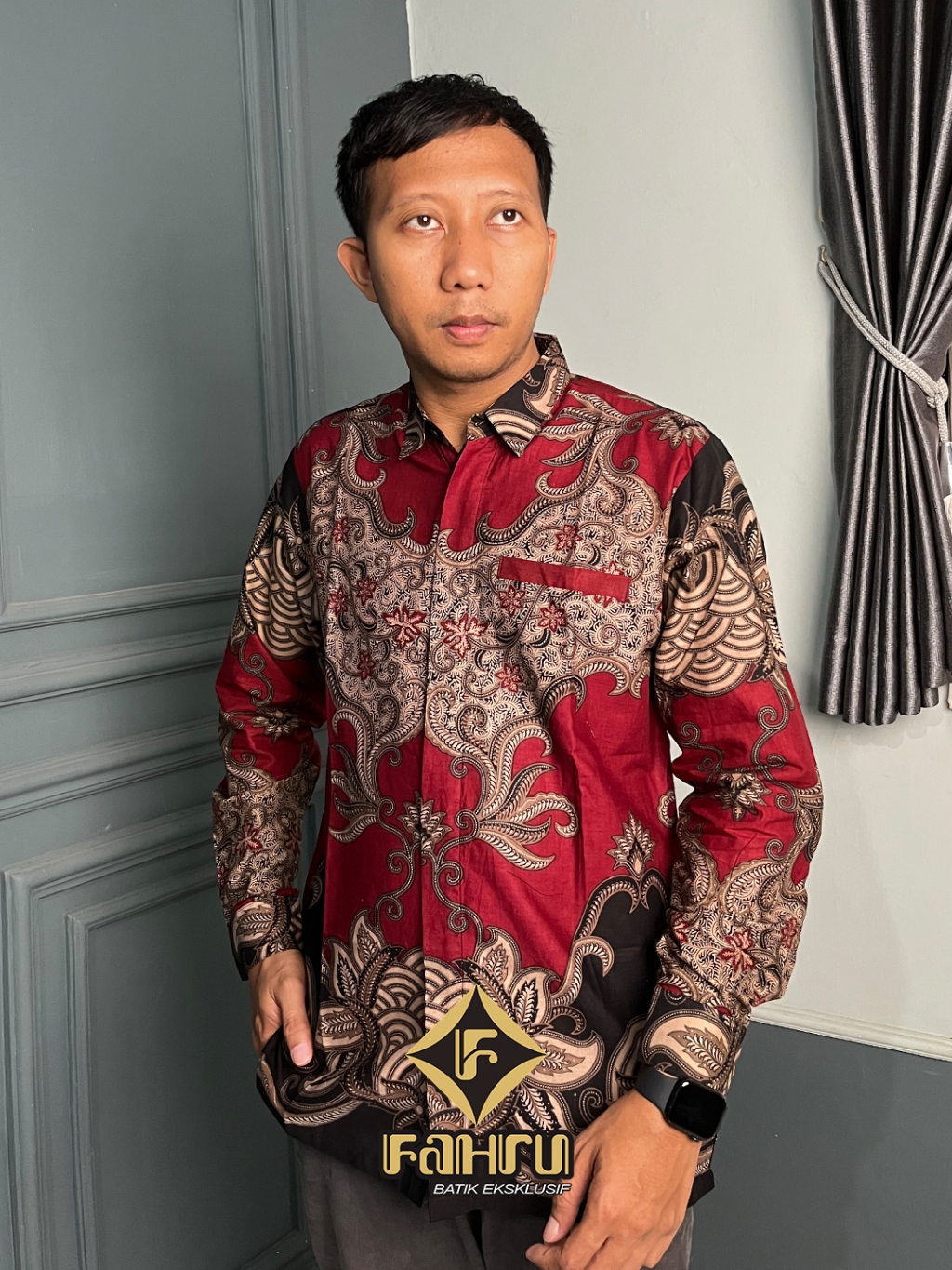 Jual Kemeja Batik Merah Maroon Eksklusif - Motif Merah Maroon Beraneka ...