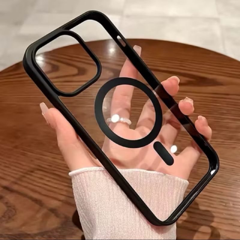 Jual CASE MAGSAFE Clear Black Case iPhone Magsafe Magnetic iPhoneX XS ...