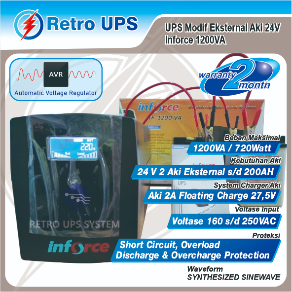 Jual UPS Modif Modifikasi Eksternal Aki 24V Inforce 1200VA BARU ...
