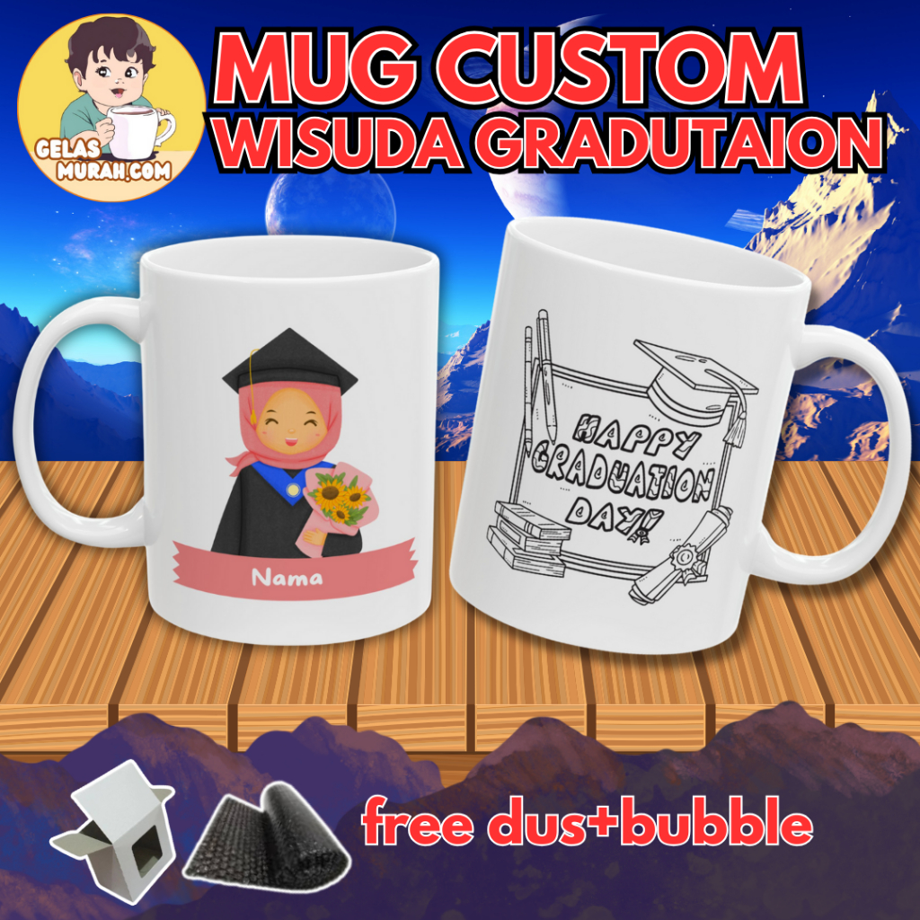 Jual GRADUATION / MUG CUSTOM HADIAH GRADUATION / TULISAN SOUVENIR GELAS ...