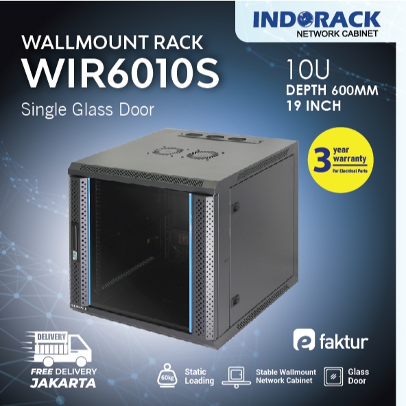 Jual INDORACK WIR6010S Indorack Wallmount Rack 10U Depth 600mm Single Glass Door | Shopee Indonesia