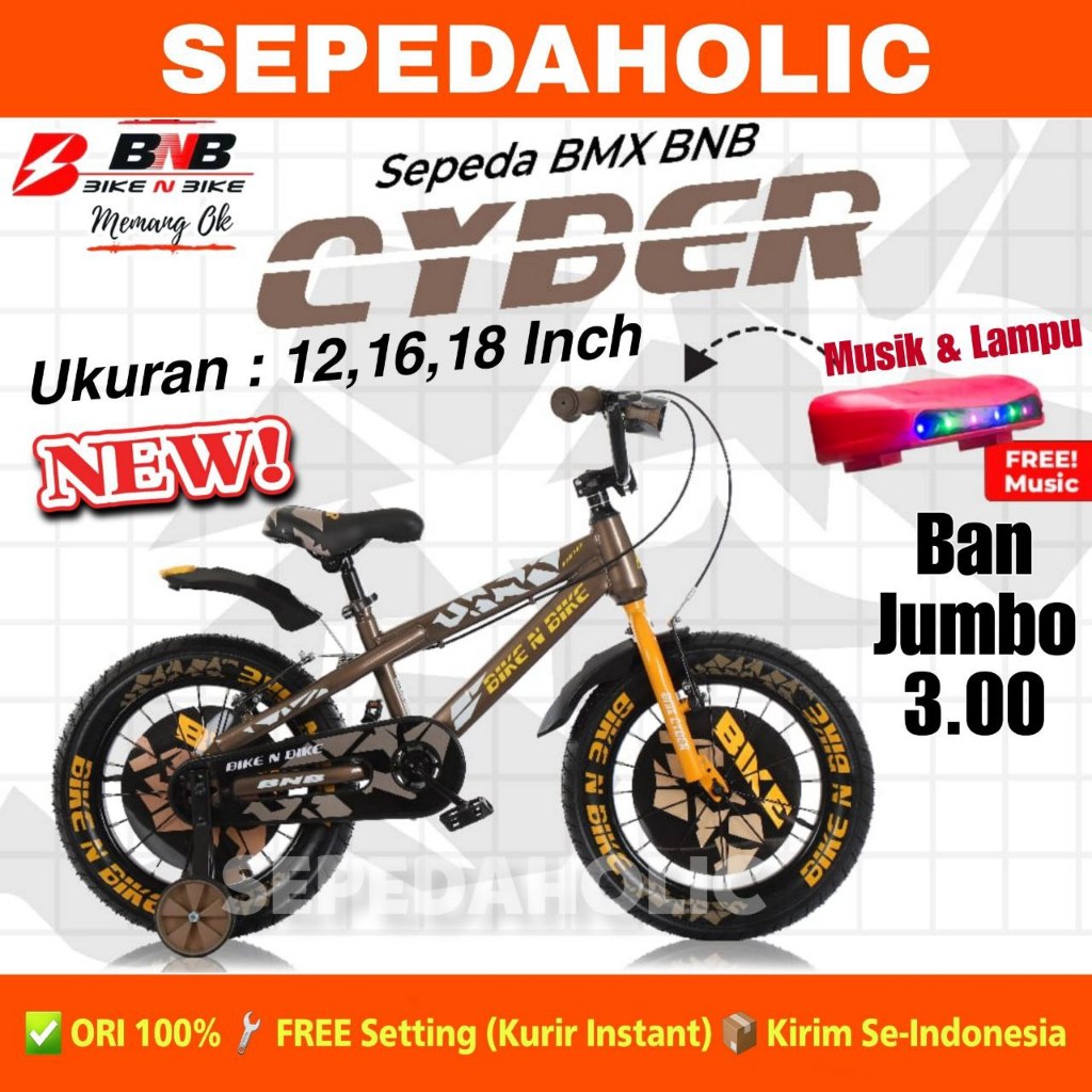 Jual Sepeda Anak Laki BMX BNB CYBER / CAPYBARA Ukuran 12 16 18 Inch Ban Jumbo 3.0 Usia 2-8 Tahun ...