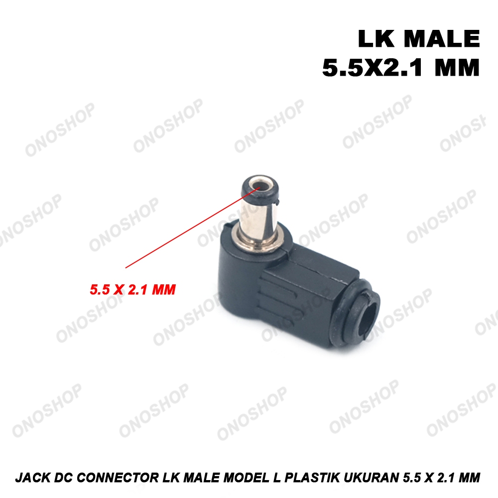 Jual Jack DC Connector LK Male Model L Plastik Ukuran 5.5x2.1 mm ...