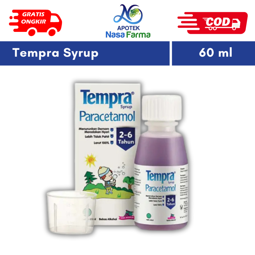 Jual Tempra Sirup Rasa Anggur Paracetamol 60 ML / Tempra Obat Demam ...