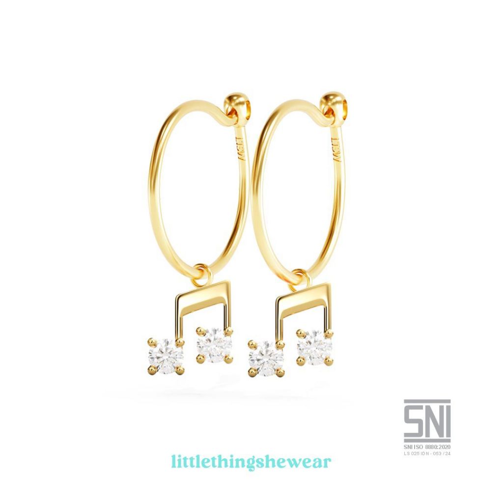 Jual LITTLETHINGSHEWEAR - Anting Emas Anak Melody Swarovski Loop Hoop ...