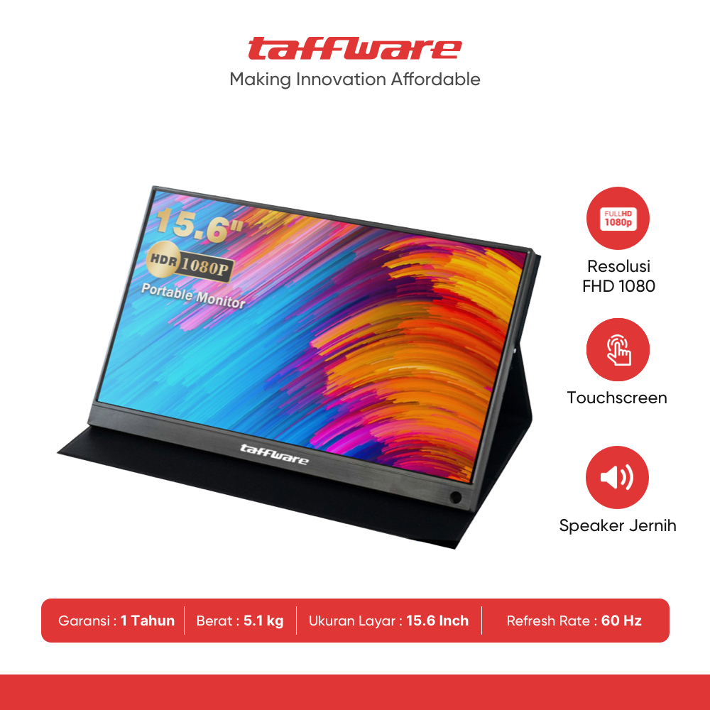 Jual Taffware Portable Monitor FHD IPS 15.6 Inch 1080P Touchscreen ...