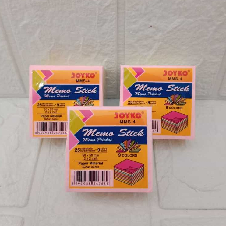 Jual Memo Stick / Sticky Note Joyko MMS-4 Kecil Isi 9 Warna 50 x 50 mm ...