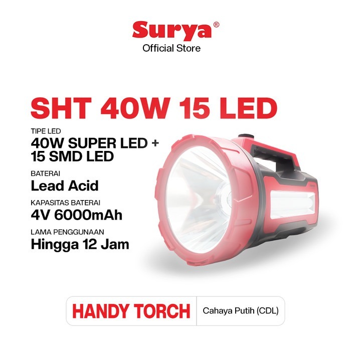 Jual Senter lampu LED Surya SHT 40W 15LED JUMBO | Shopee Indonesia Jual Senter lampu LED Surya SHT 40W 15LED JUMBO | Shopee Indonesia
