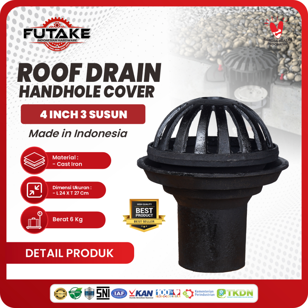 Jual FUTAKE - Roof Drain Cast Iron 4 dan 3 Inchi 2 Susun / Roof Drain 4 ...