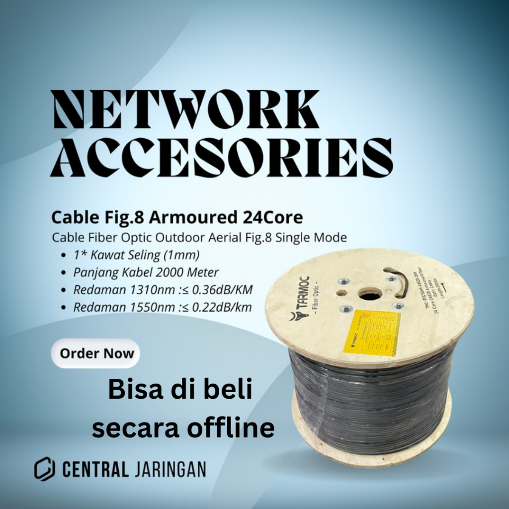 Jual Tarmoc Fiber Optic Cable Fig 8 Armoured 24 Core 2000m | Kabel ...