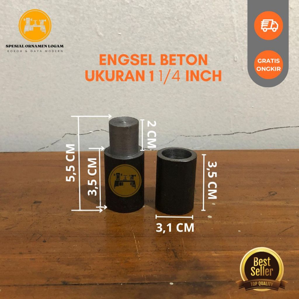 Jual Engsel bubut beton ukuran 1 1/4" inch Panjang 7cm | Shopee Indonesia