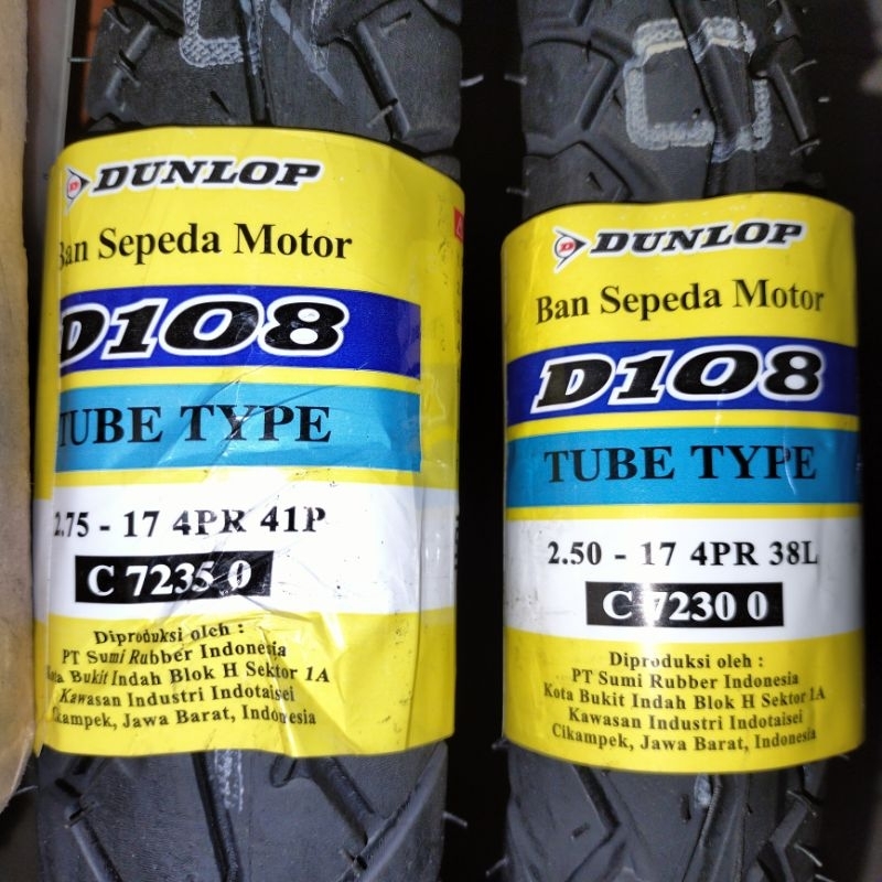 Jual Ban Luar Dunlop D108 Manual bebek ring 17 (250-17 dan 275-17) DOT 2025 Tubetype(bkn ...