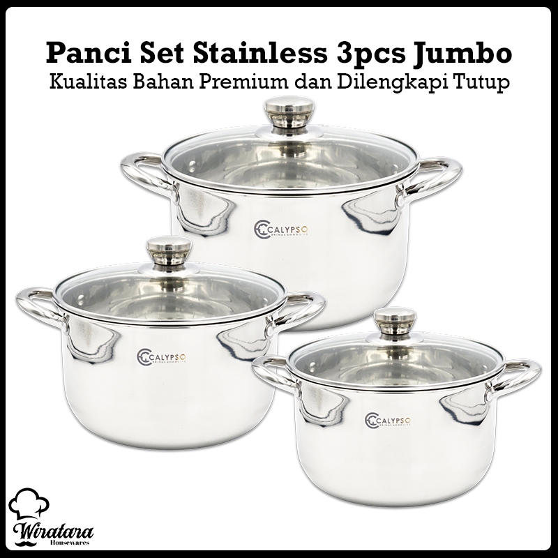 Jual Calypso Panci Set 3pcs Jumbo Besar + Tutup Kaca Stainless | Shopee ...