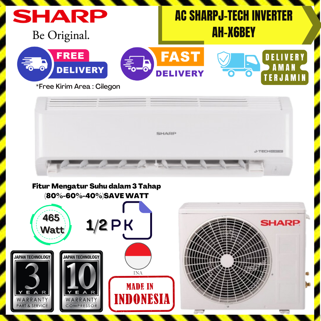 Jual AC SHARP 1/2 PK AH-XP6BMY -GARUDA -J-TECH INVERTER -PLASMACLUSTER | Shopee Indonesia