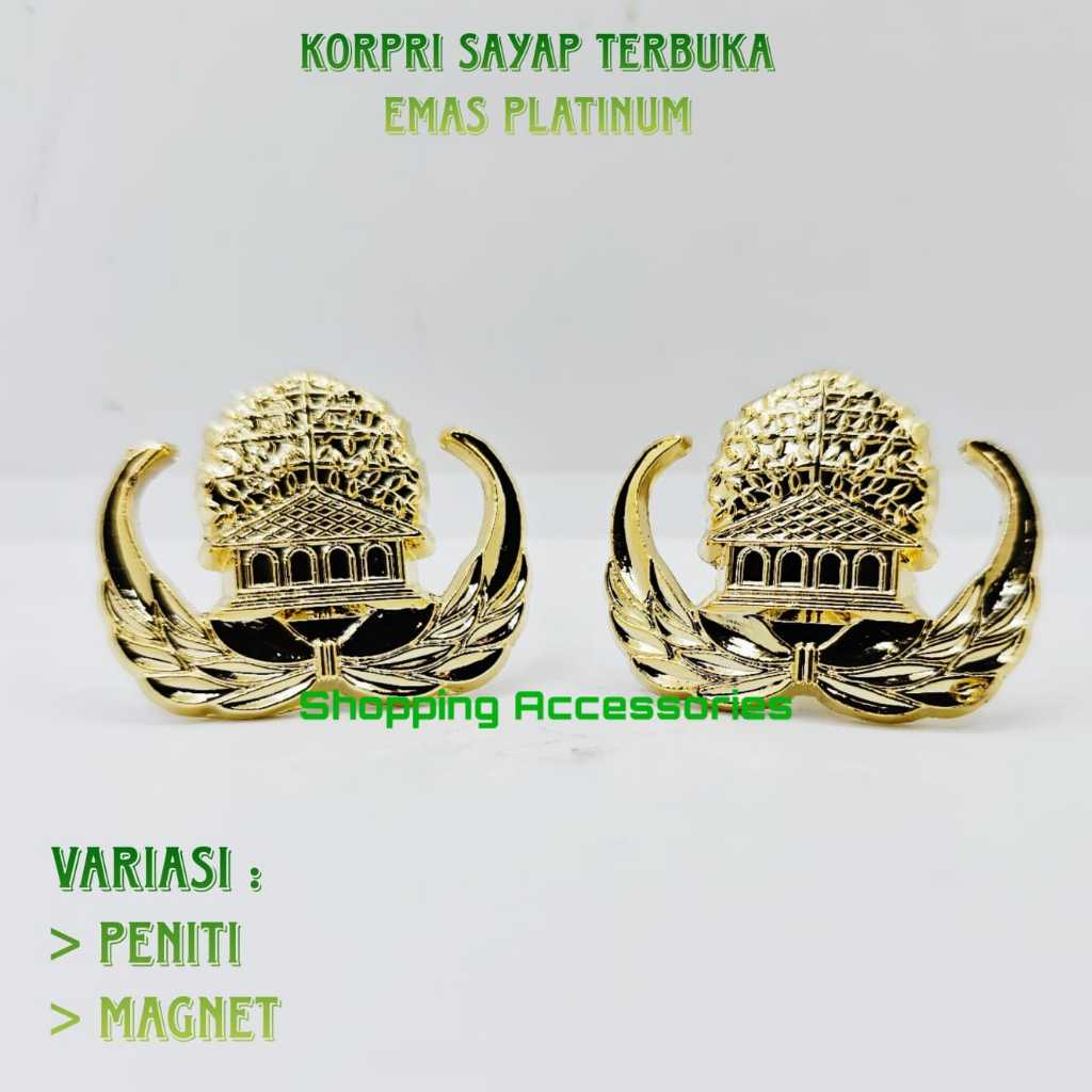 Jual Pin Korpri 3cm Sayap Terbuka Emas Platinum | Shopee Indonesia