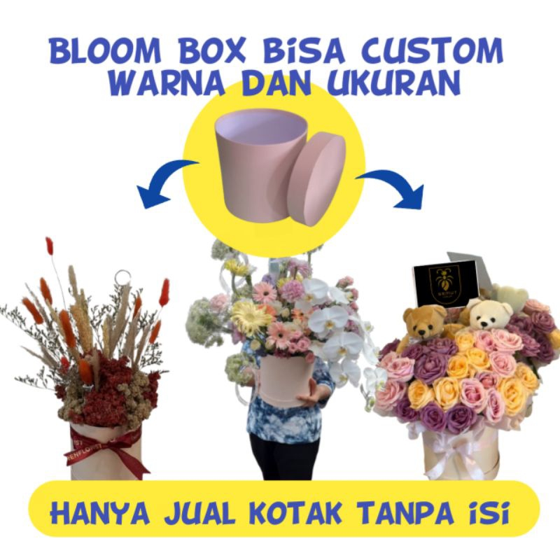 Jual Custom Ukuran Sesukamu / Bloom Box Bulat/ Box Bunga Kotak Bunga /Flower Box Blooming Box ...
