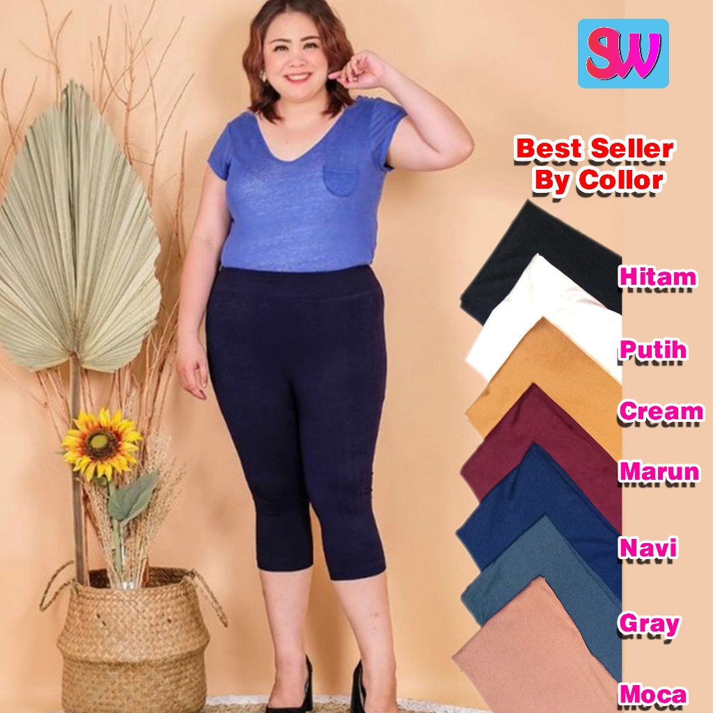 Jual LEGGING PENDEK JUMBO - Legging Selutut Size Jumbo - LEGGING PENDEK ...