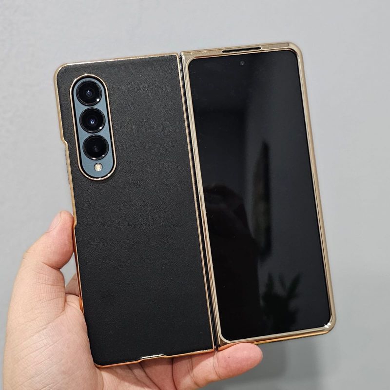 Jual Case Samsung Galaxy Z Fold 3 4 5 6 5G Leather Casing Cover List Gold | Shopee Indonesia