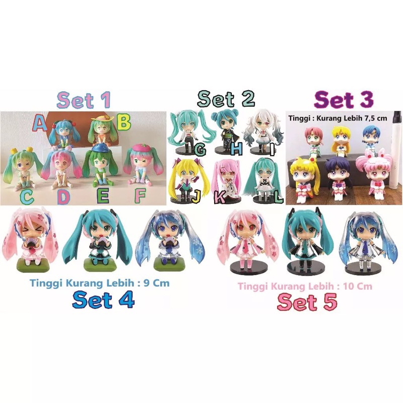 Jual Jual SATUAN / SET Figure Hatsune Miku Kawai Topper Cake | Shopee ...