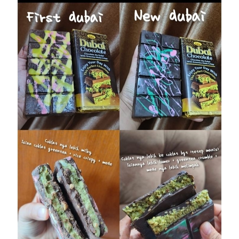 Jual COKLAT DUBAI GREENTEA WITH MEDE CRISPY/DUBAI CHOCOLATE | Shopee ...