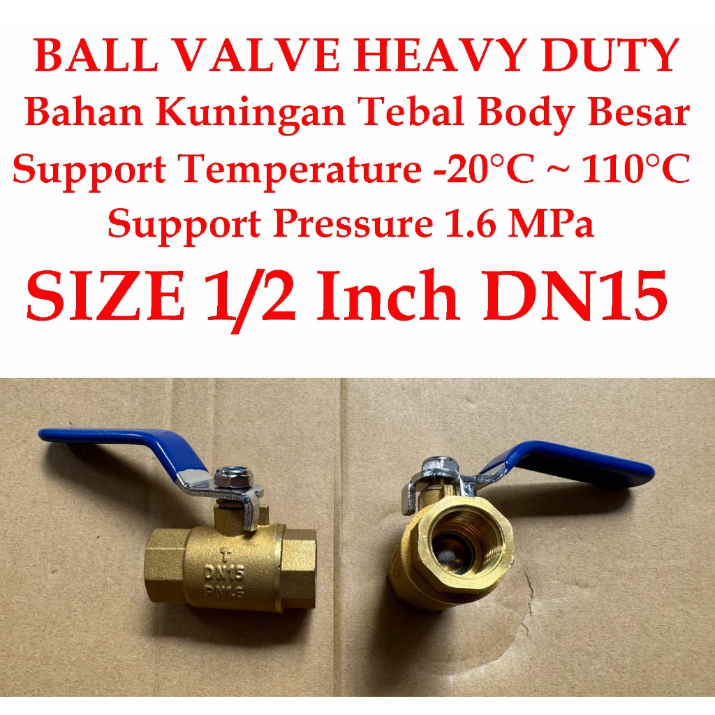 Jual Ball Valve Kuningan Size 1/2 Inch Stop Kran Keran Air 1/2" Heavy Duty Dan Medium Duty ...
