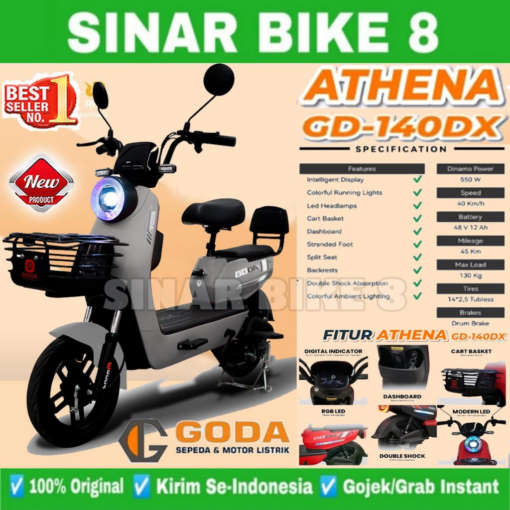Jual Sepeda Motor Listrik GODA 140 DL GOLDEN MONKEY 500 Watt Electric E Bike | Shopee Indonesia