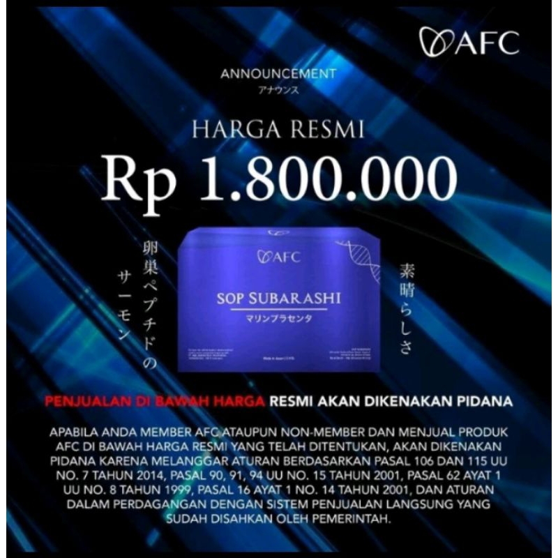 Jual SOP SUBARASHII 1 BOX AFC ORI SUPLEMEN JAPAN | Shopee Indonesia