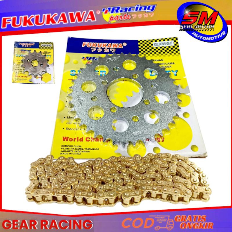 Jual Gear set paket rantai gold racing fukukawa Satria fu 150, 428H-37T ...