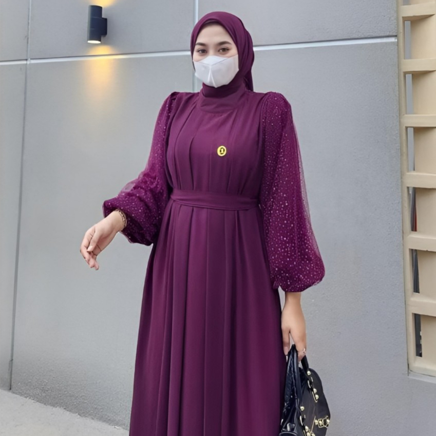 Jual Gamis Lebaran Model Terbaru Pesta Mewah Elegan Warna Burgundi Audy ...