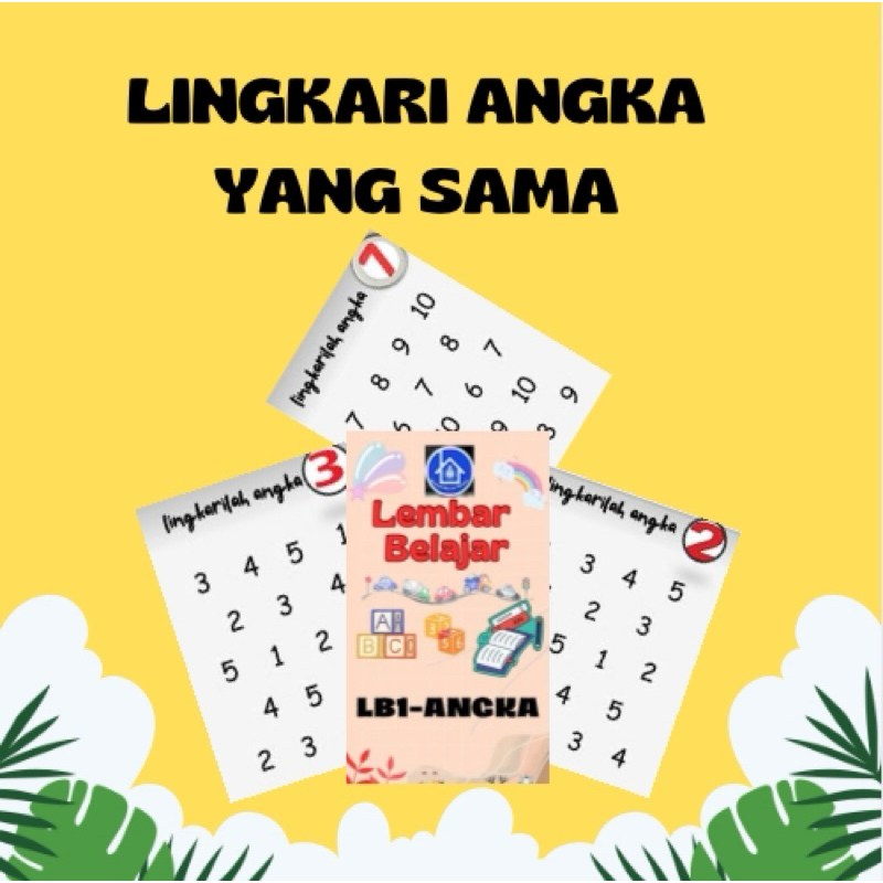 Jual Mencocokan angka yang sama- belajar angka - Worksheet Anak-Bahan ...